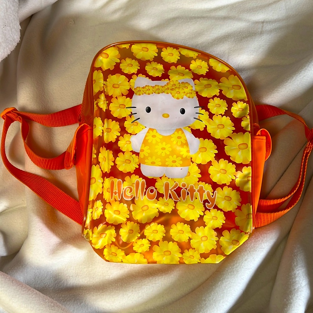 Rare Vintage Hello Kitty Orange Flower Backpack Nwot - Gem